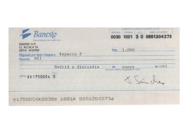 Cheque Banesto | PDF