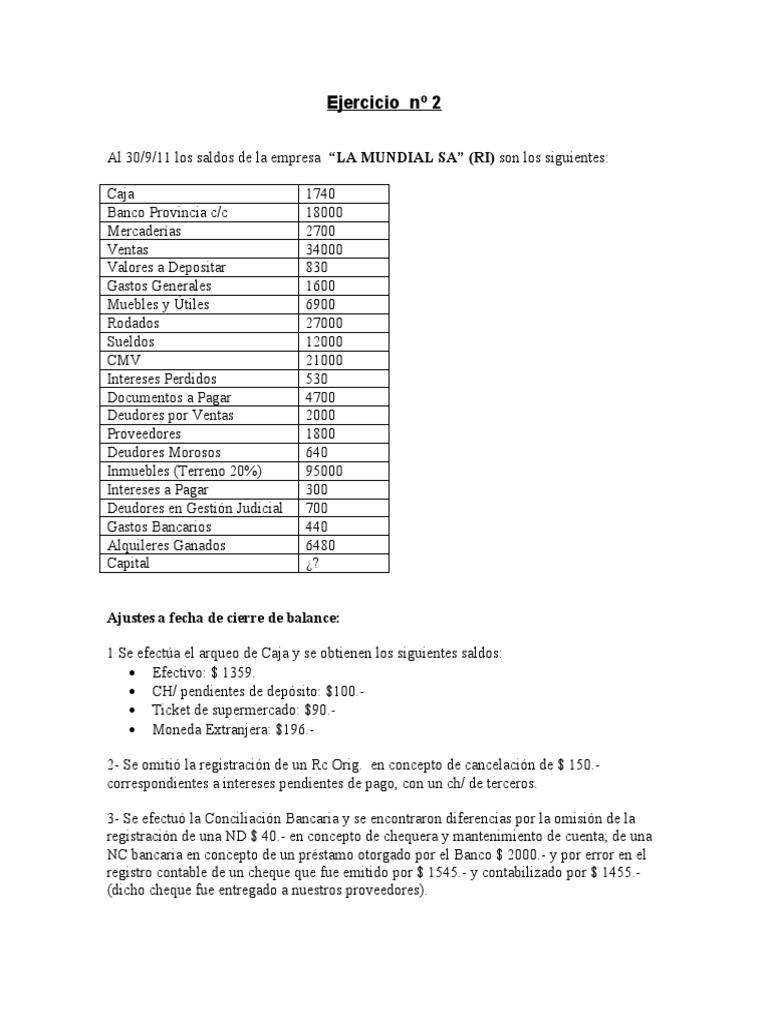 Ejercicio Nº 2 PARA CONTABILIDAD 5 | PDF | Bancos | Contabilidad Ejercicio Nº 2 PARA CONTABILIDAD 5 | PDF | Bancos | Contabilidad