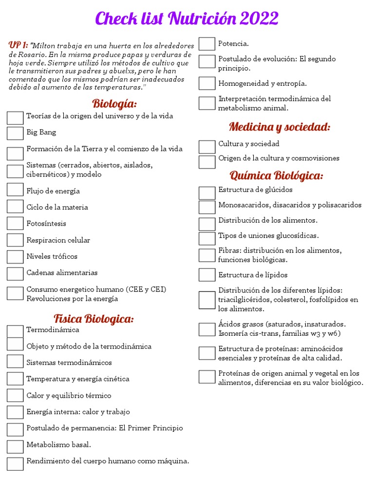 Check List Nutri | PDF | Sistema digestivo humano | Metabolismo