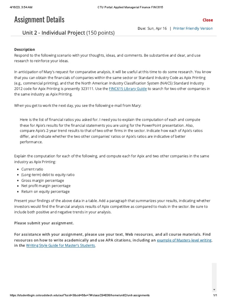 CTU Portal - Applied Managerial Finance FINC6151 | PDF | Percentage ...