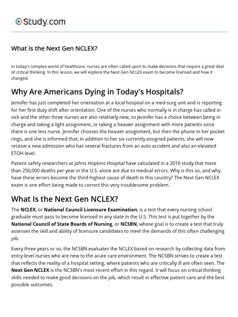 Next Gen NCLEX Exam Overview | PDF | National Council Licensure ...
