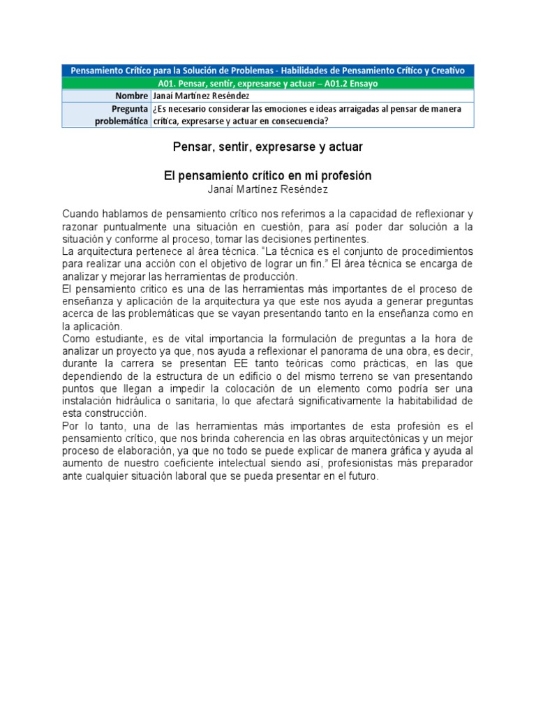 La importancia del pensamiento crítico en la profesión de la ... La importancia del pensamiento crítico en la profesión de la ...