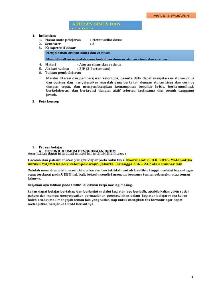 UKBM 4 Aturn Sin & Kosinus | PDF