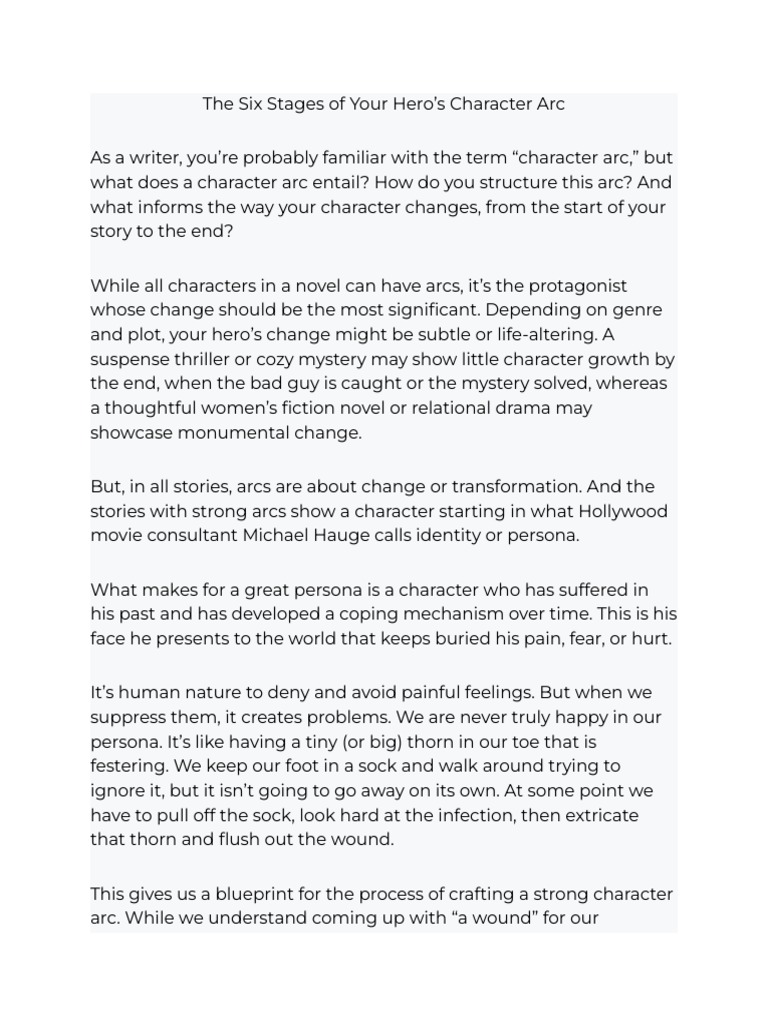 Six Stages of Your Hero's Character Arc | PDF