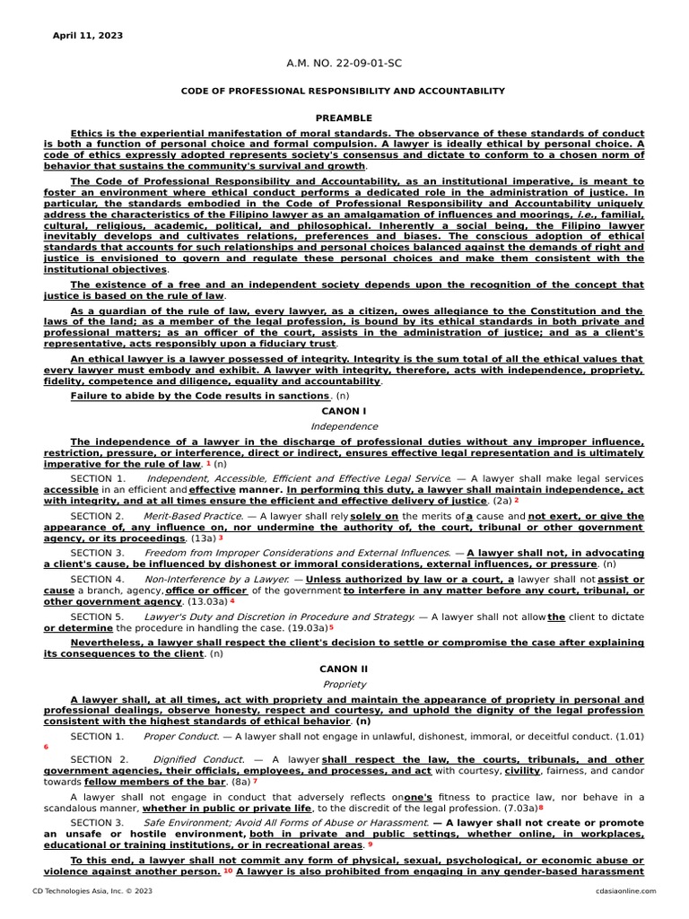 Code of Professional Responsibility and Accountability | PDF | Conflict Of Interest | Lawyer
