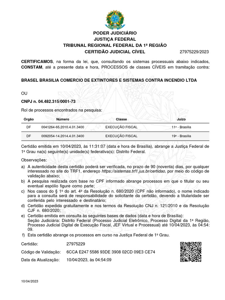 Poder Judiciário Justiça Federal Tribunal Regional Federal Da 1 Região ...