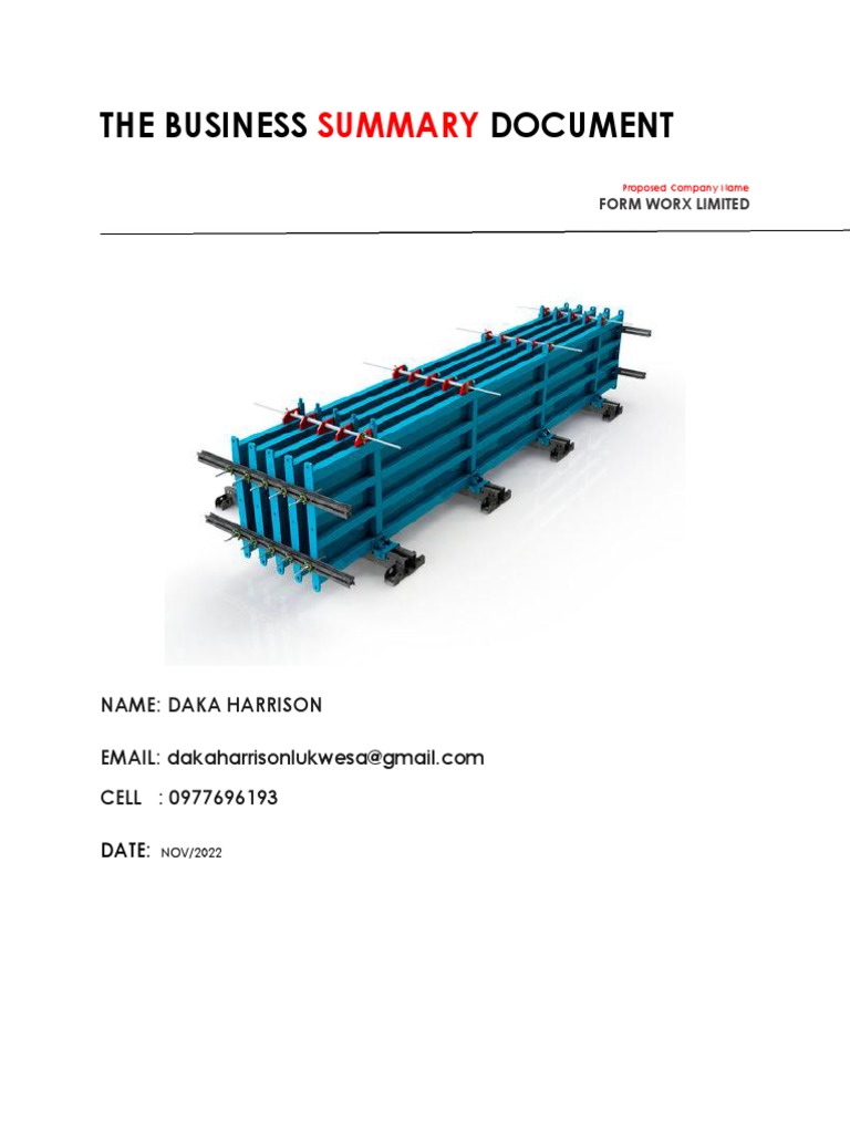 Business Summary For Modular Formwork | PDF | Sales | Profit (Economics) Business Summary For Modular Formwork | PDF | Sales | Profit (Economics)