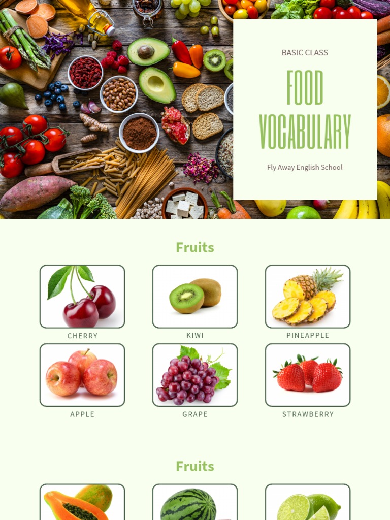 Food Vocabulary | PDF | Fruit | Drink