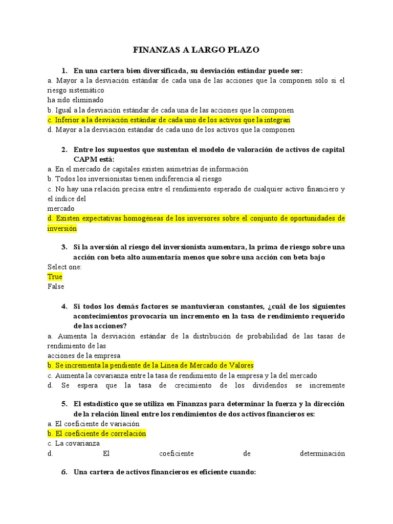 Cuestionario Final Finanzas LP | PDF | Compartir (Finanzas ...
