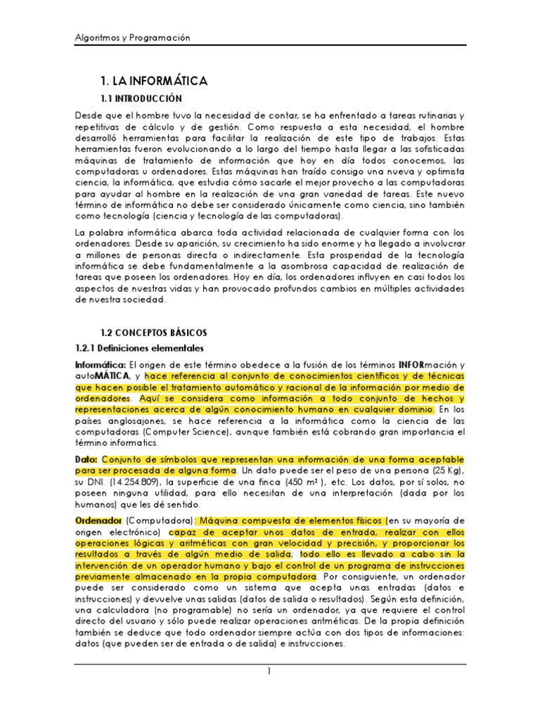 Algoritmo y Programacion-Apunte1 Resaltado | PDF | Programación | Programa de computadora