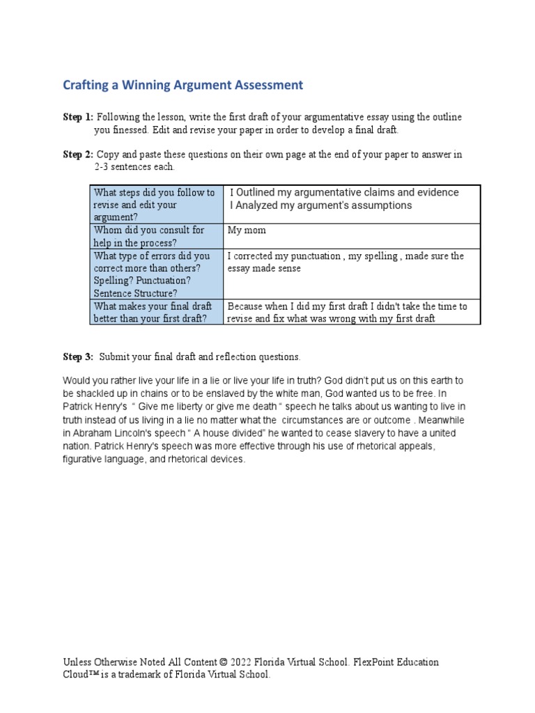 4.06 Crafting A Winning Argument Assessment | PDF | Essays | Human ...