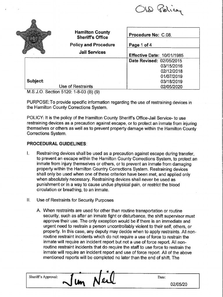 Old Policy - Restraint Chair | PDF