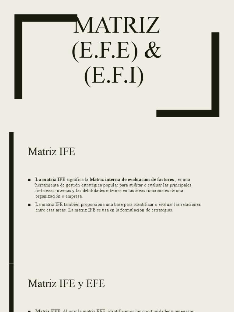 Matriz (E.f.e.) | PDF | Análisis FODA | Cognición