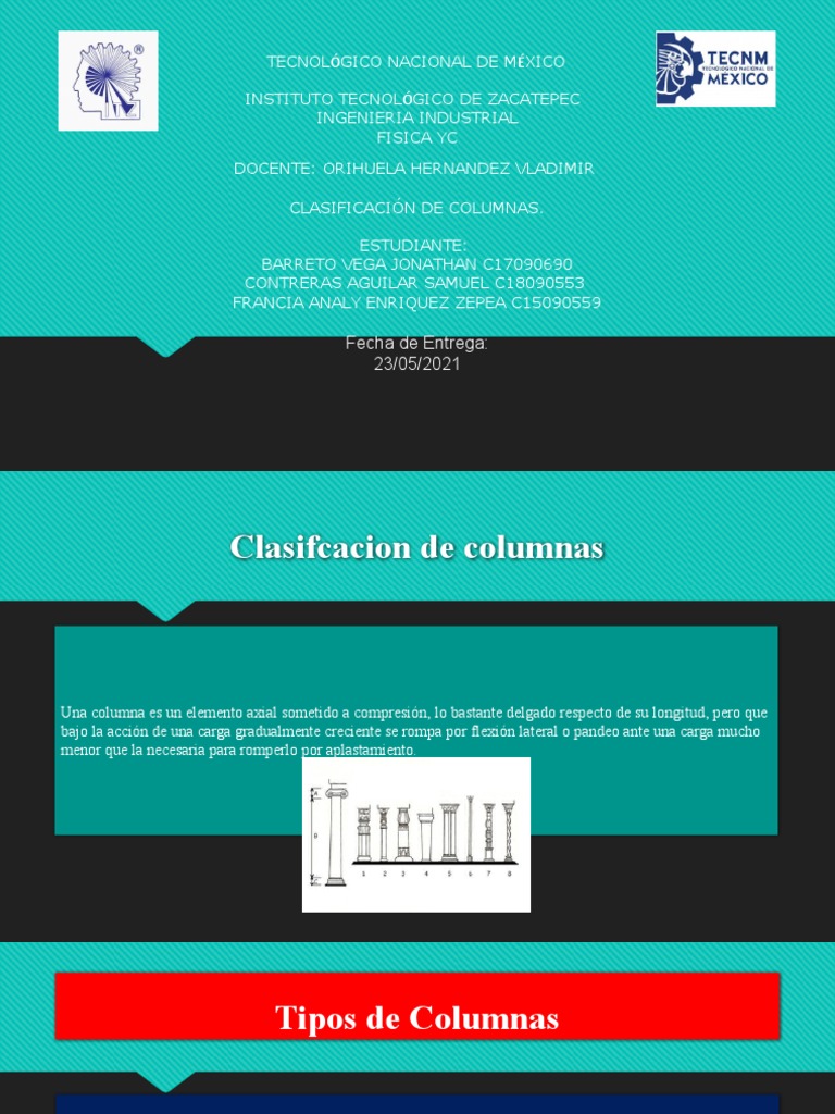 Clasificación de Columnas Estructurales | PDF | Pandeo | Columna