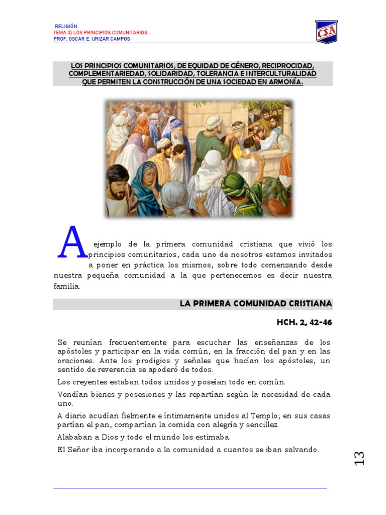 TEMA 3) LOS PRINCIPIOS COMUNITARIOS | PDF | Tolerancia | Familia