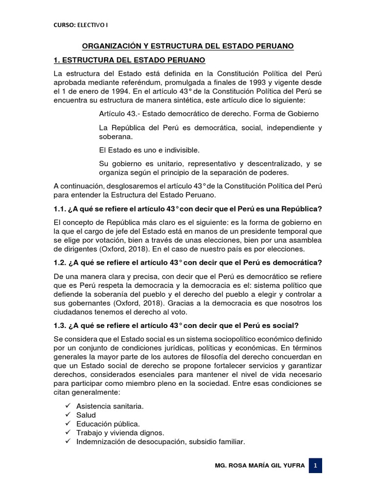 SEPARATA - Organización y Estructura Del Estado Peruano | PDF ...
