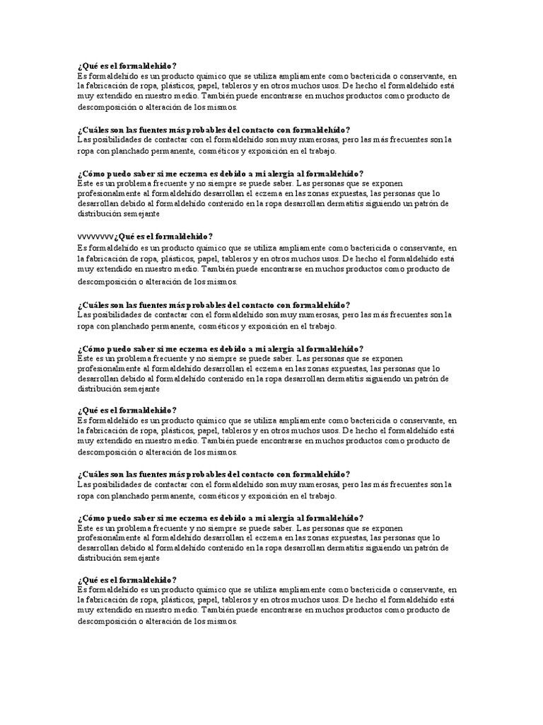 Formaldehido | PDF | Formaldehído | Alergia