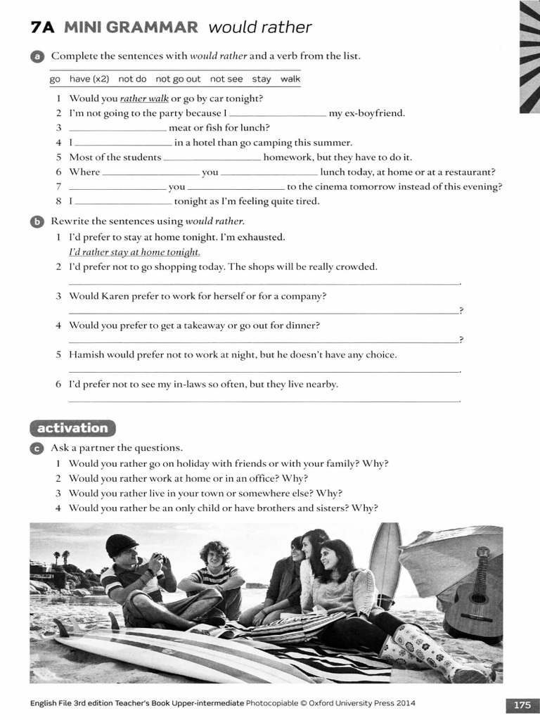 Would Rather: Mini Grammar | PDF