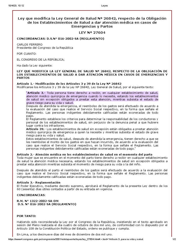 Ley de Emergencia | PDF