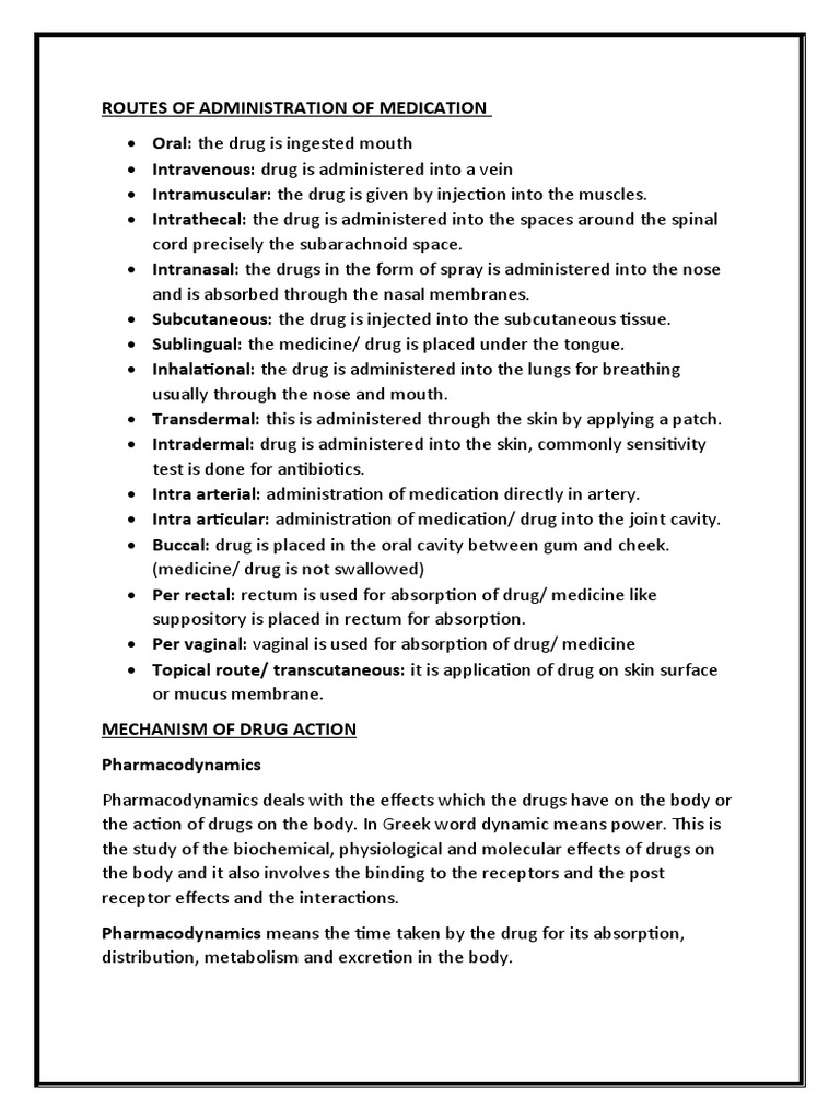 Routes of Administration of Medication | PDF | Medical Prescription ...