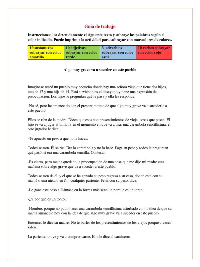 Guía de Trabajo de Gramática | PDF