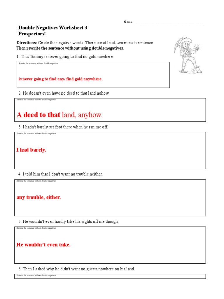 Double Negatives Worksheet 03 | PDF | Language Arts & Discipline