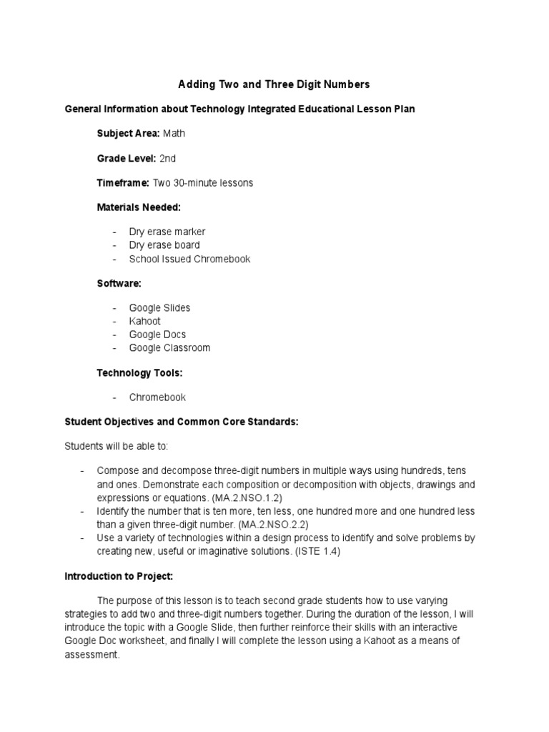 Technology-Integrated Math Lesson Plan | PDF | Teachers | Lesson Plan