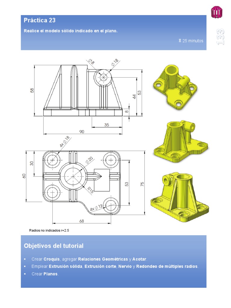 Tutorial de Nervios y Planos en SolidWorks | PDF | Extrusión