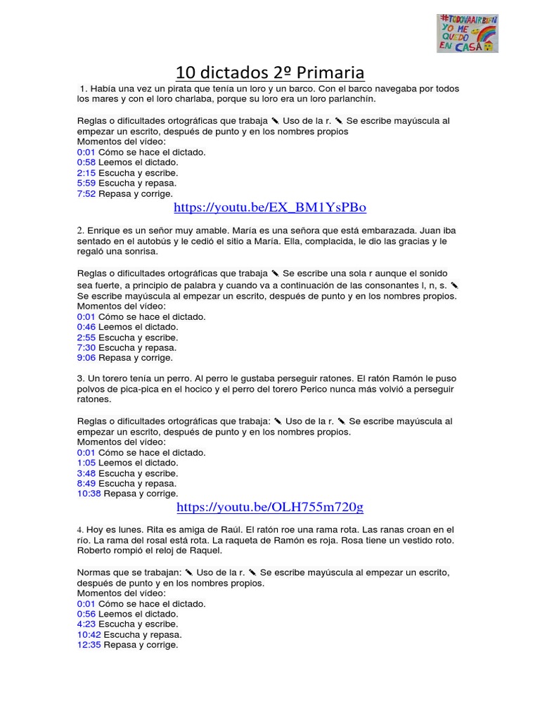 10 Dictados 2º Primaria | PDF