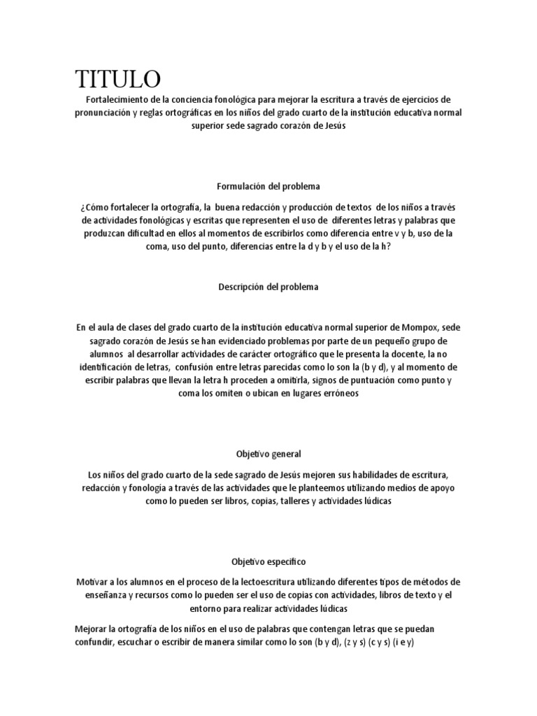 Proyecto Prac 11°1 | PDF | Escritura | Ortografía