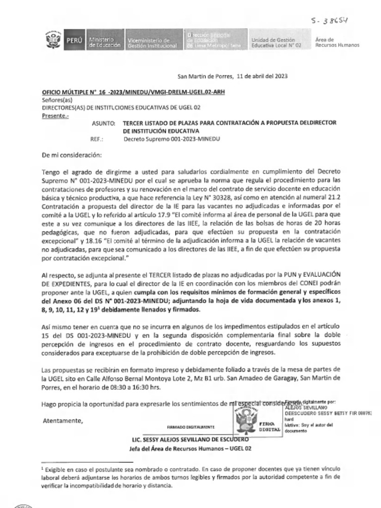 Oficio Multiple 016-2023-Arh 1 | PDF Oficio Multiple 016-2023-Arh 1 | PDF