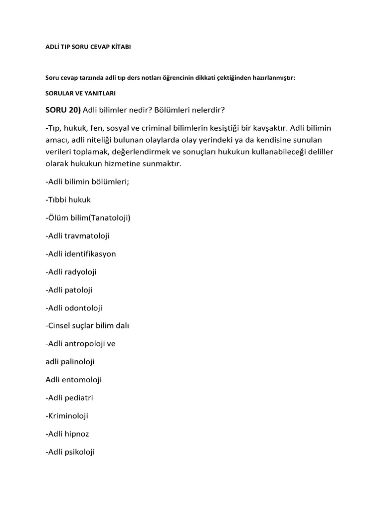 Adli tıp ders notları | PDF