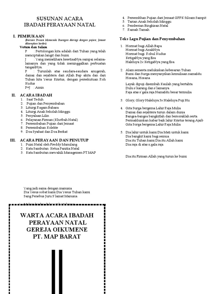 Susunan Acara Ibadah Natal Oikumene | PDF