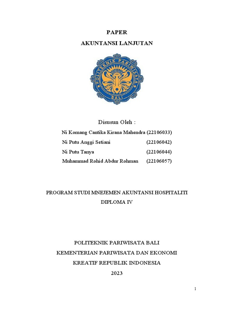Paper Akuntansi Lanjutan: Disusun Oleh | PDF