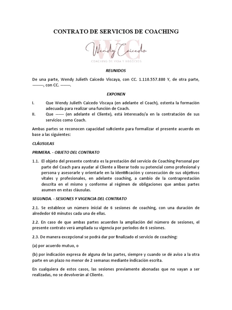 Contrato de Coaching | PDF