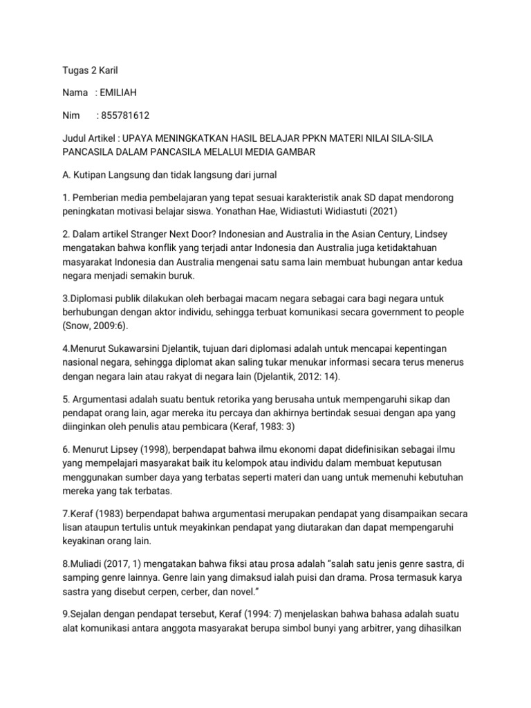 Tugas Karil Kutipan Langsung | PDF
