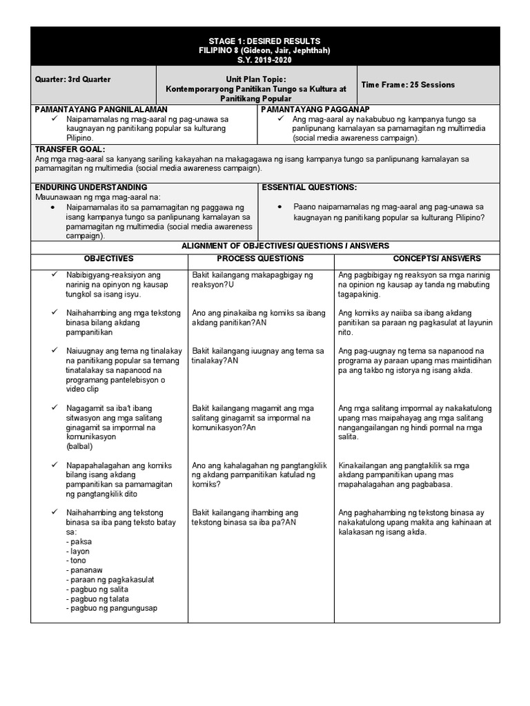 STAGE 1 (3rd Quater revised) | PDF