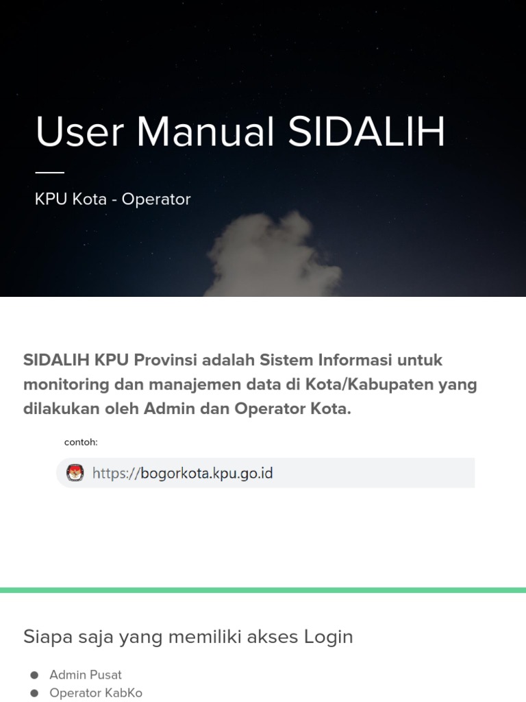 User Manual SIDALIH: KPU Kota - Operator | PDF