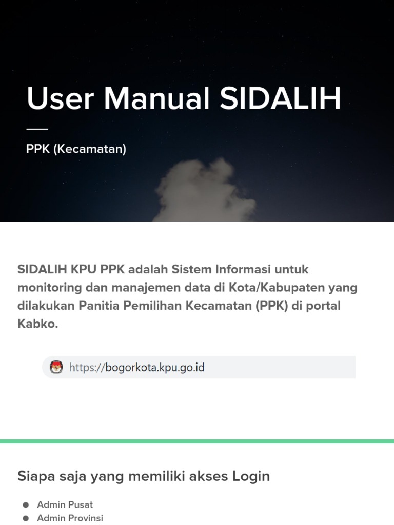 User Manual SIDALIH: PPK (Kecamatan) | PDF