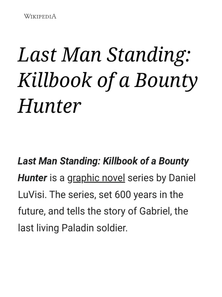Last Man Standing - Killbook of A Bounty Hunter - Wikipedia | PDF