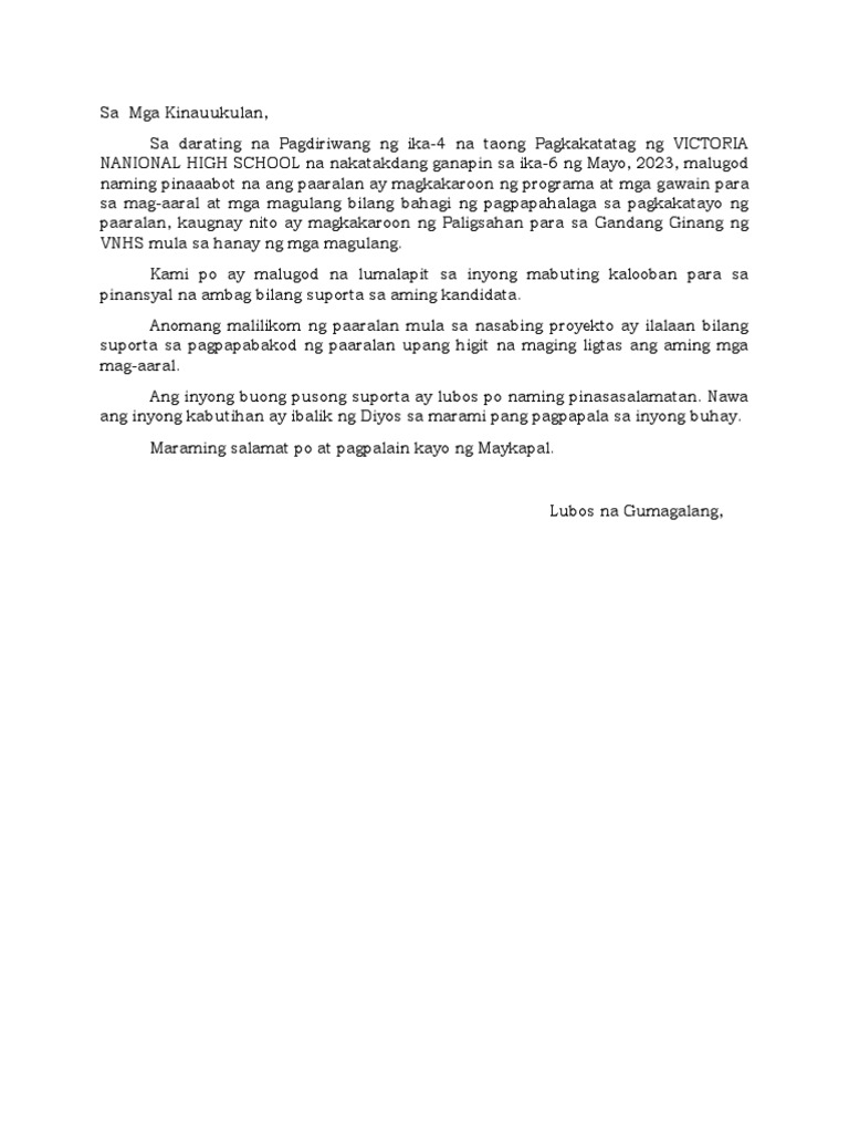 Solicitation Letter | PDF