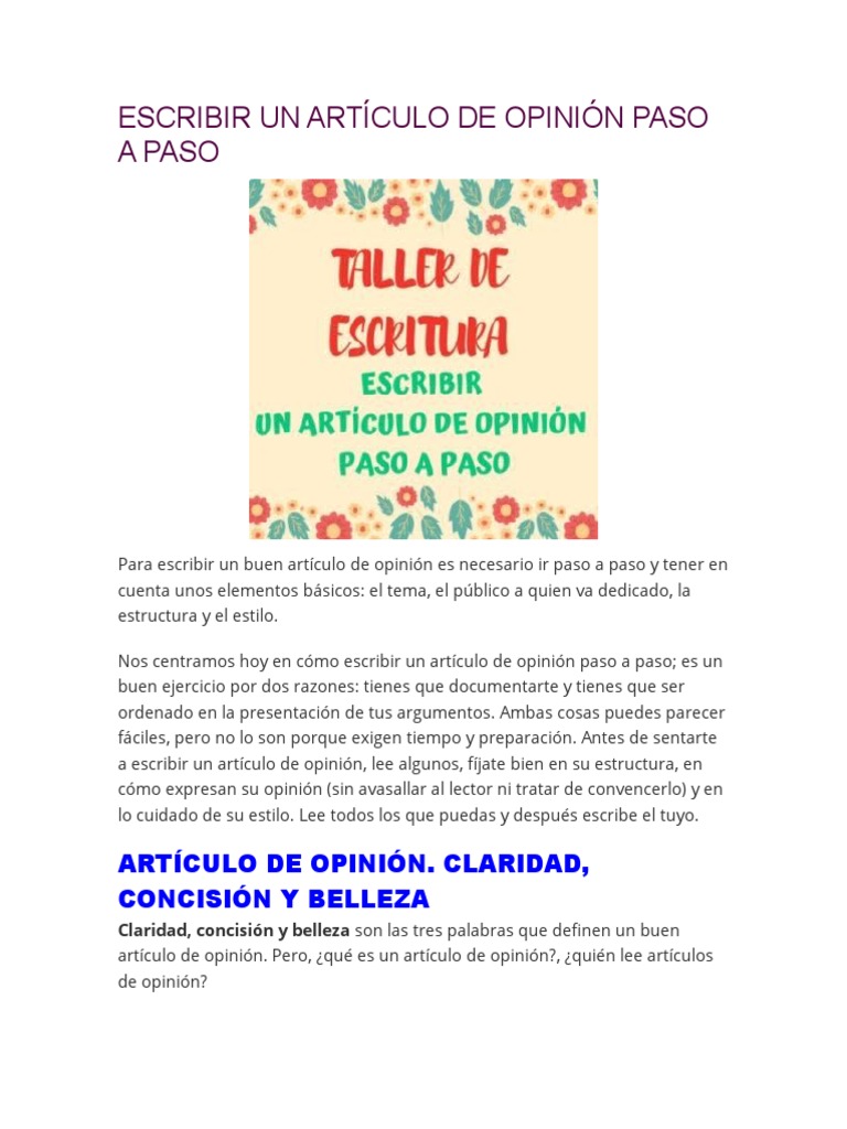 Escribir Un Artículo de Opinión Paso A Paso | PDF | Periódicos ...