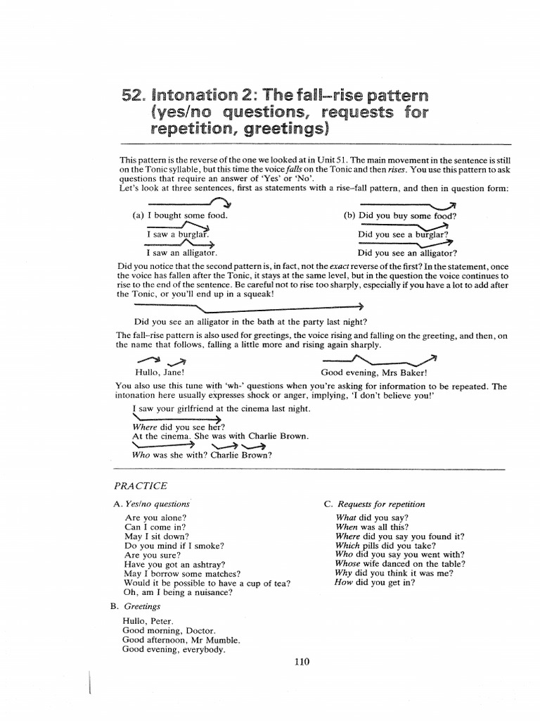 Intonation 3 Fall Rise Were You Home | PDF