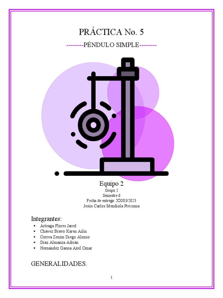 Práctica No. 5: Péndulo Simple | PDF | Péndulo | Movimiento (física)