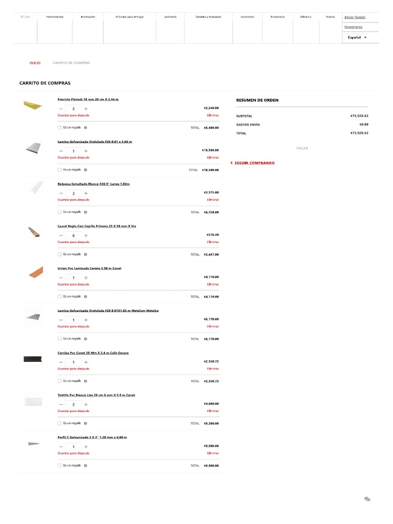 El Lagar - Ferreteria y Materiales para Construccion - Carrito de Compras | PDF