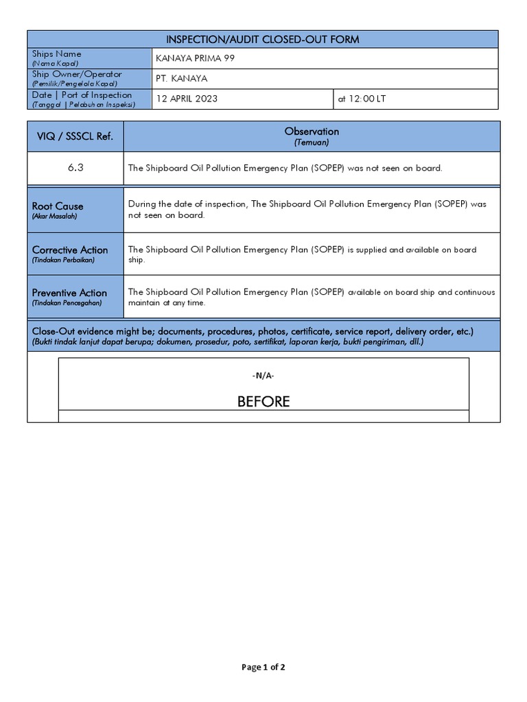 09. 6.3 - Close-Out Form | PDF
