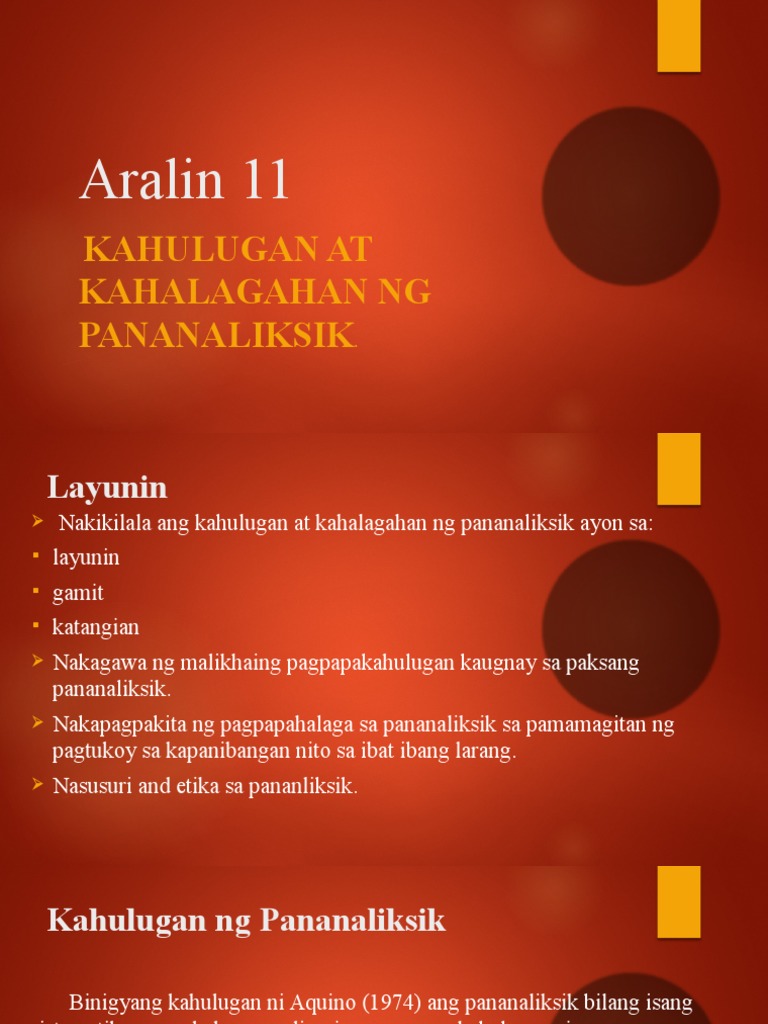 Aralin 11: Kahulugan at Kahalagahan NG Pananaliksik | PDF
