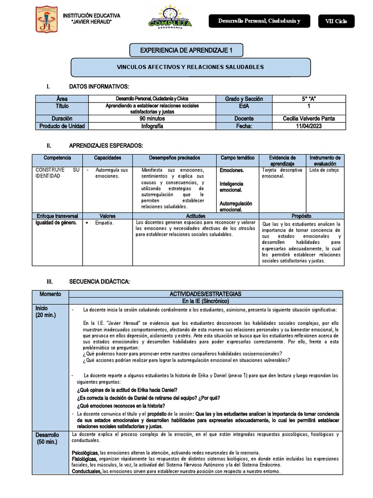 Eda 1 - DPCC 5° | PDF | Las emociones | Cognición