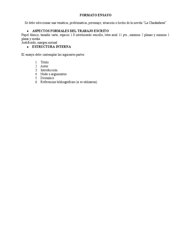 Formato Ensayo | PDF | Ensayos | Gramática