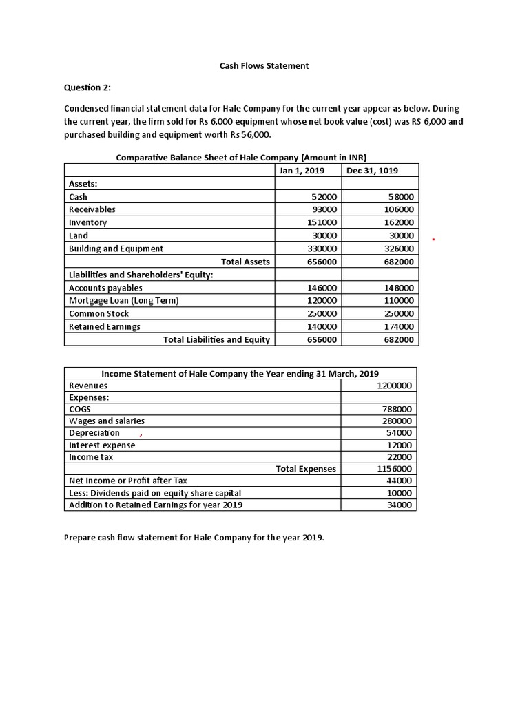 Practice - Cash Flows Statement - Hale Company | PDF